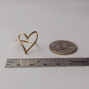 14k Yellow Solid Gold Big Size Slanted Heart and Slanted Star Ring for ...