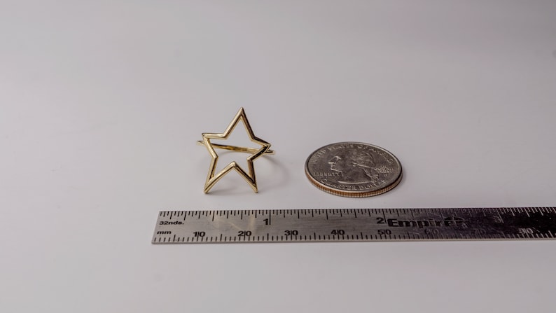 14k Yellow Solid Gold Big Size Slanted Heart and Slanted Star - Etsy