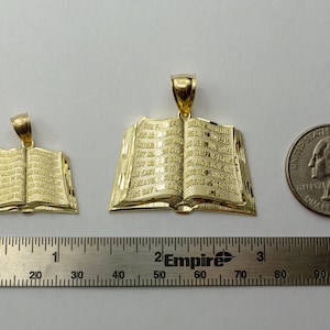 Authentic 10K/14K Yellow Gold Bible Charm Pendant for Christians - Etsy