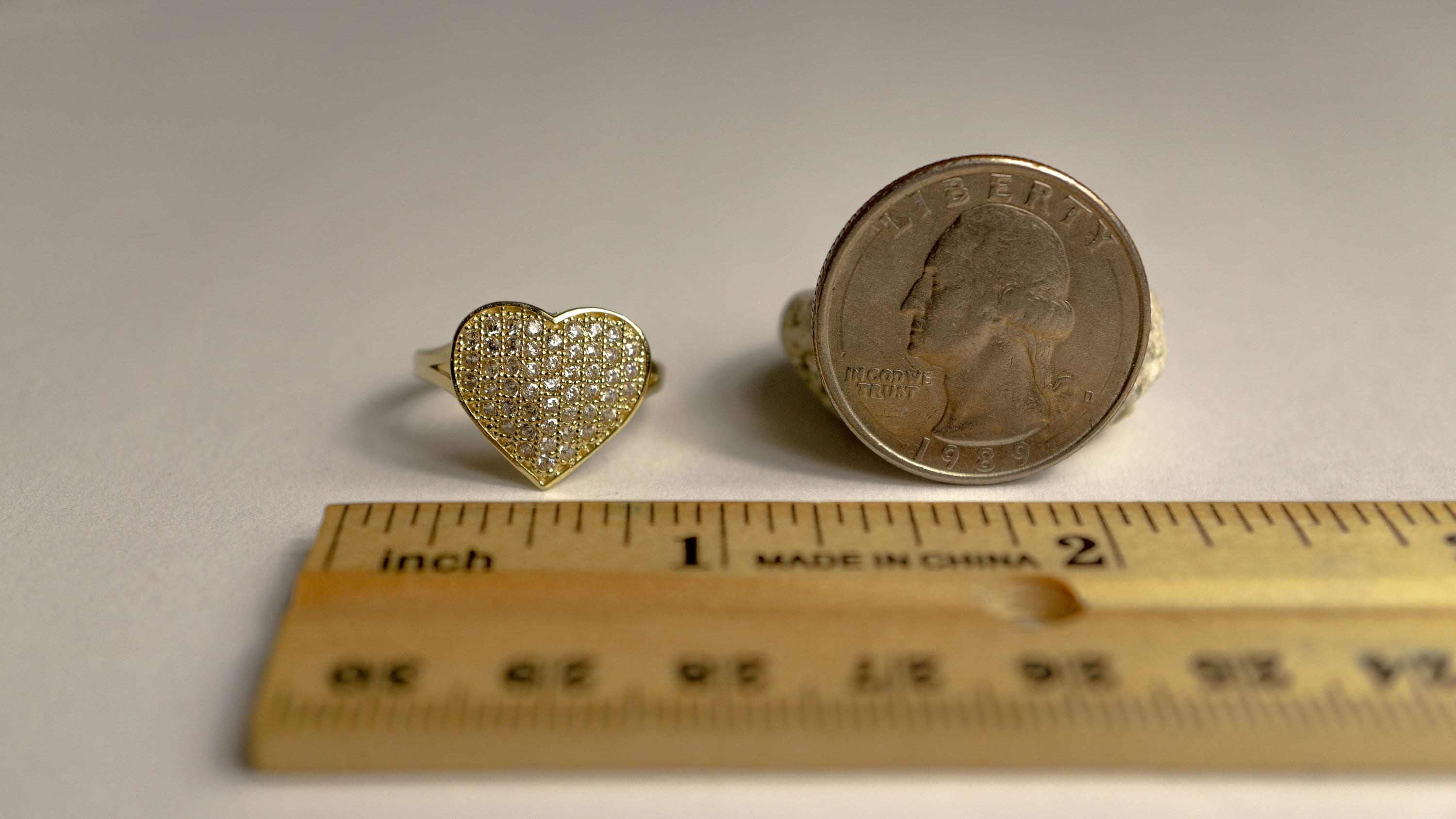 10k Gold Heart Cubic Zirconia C.Z Rings for Women 4 Sizes - Etsy