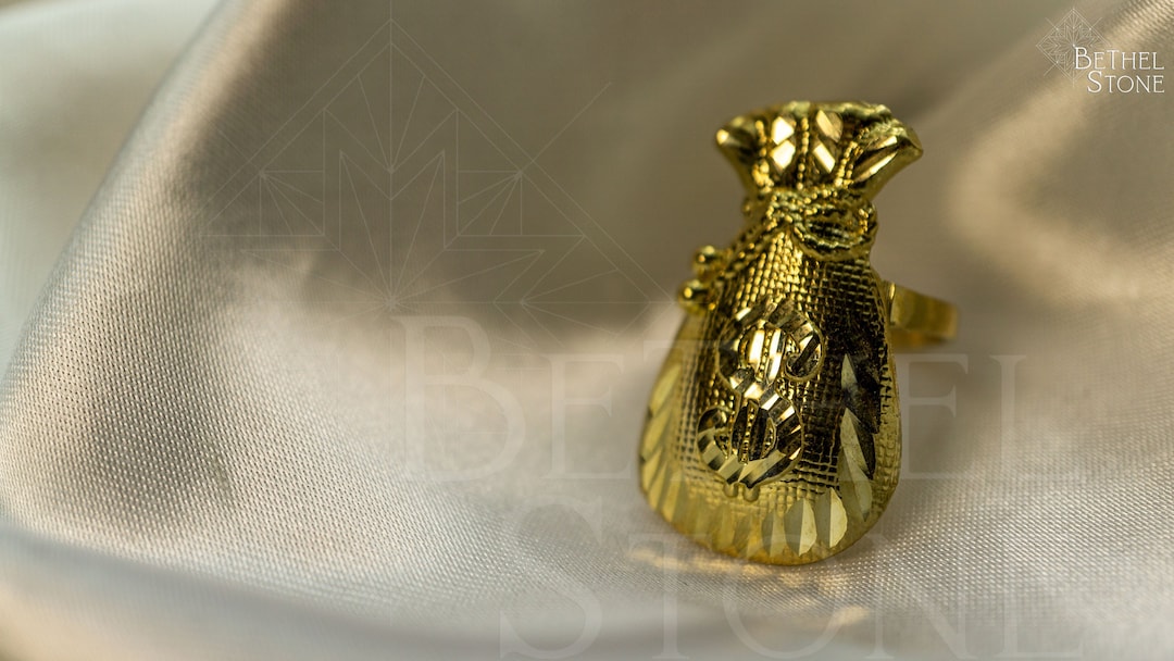 Authentic 10k Yellow Gold Money Bag Ring With 3 Sizes - Etsy