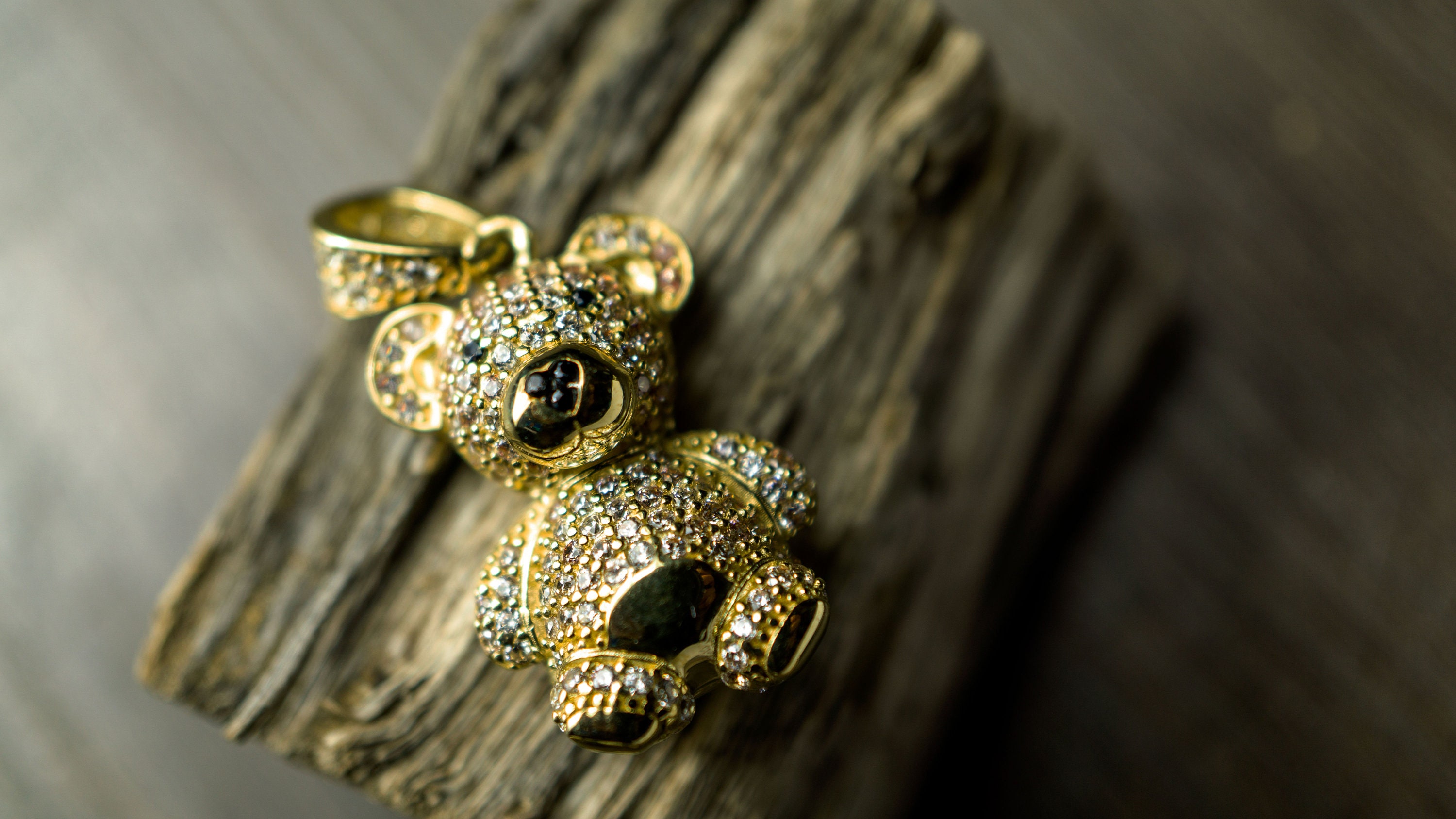 Authentic 10K Yellow Gold Beautiful Cute 3D Teddy Bear Iced CZ - Etsy UK