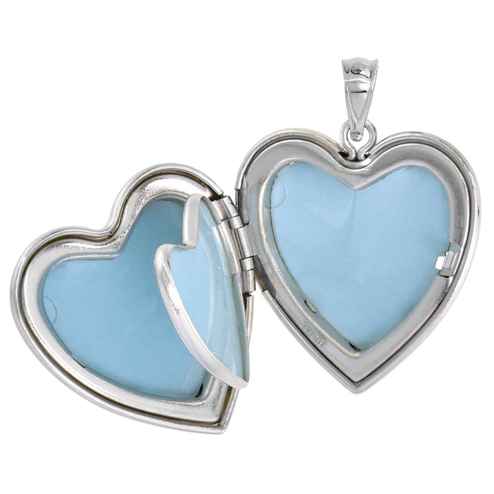 Sterling Silver Heart Locket Necklace for Women 4 Picture Scroll ...