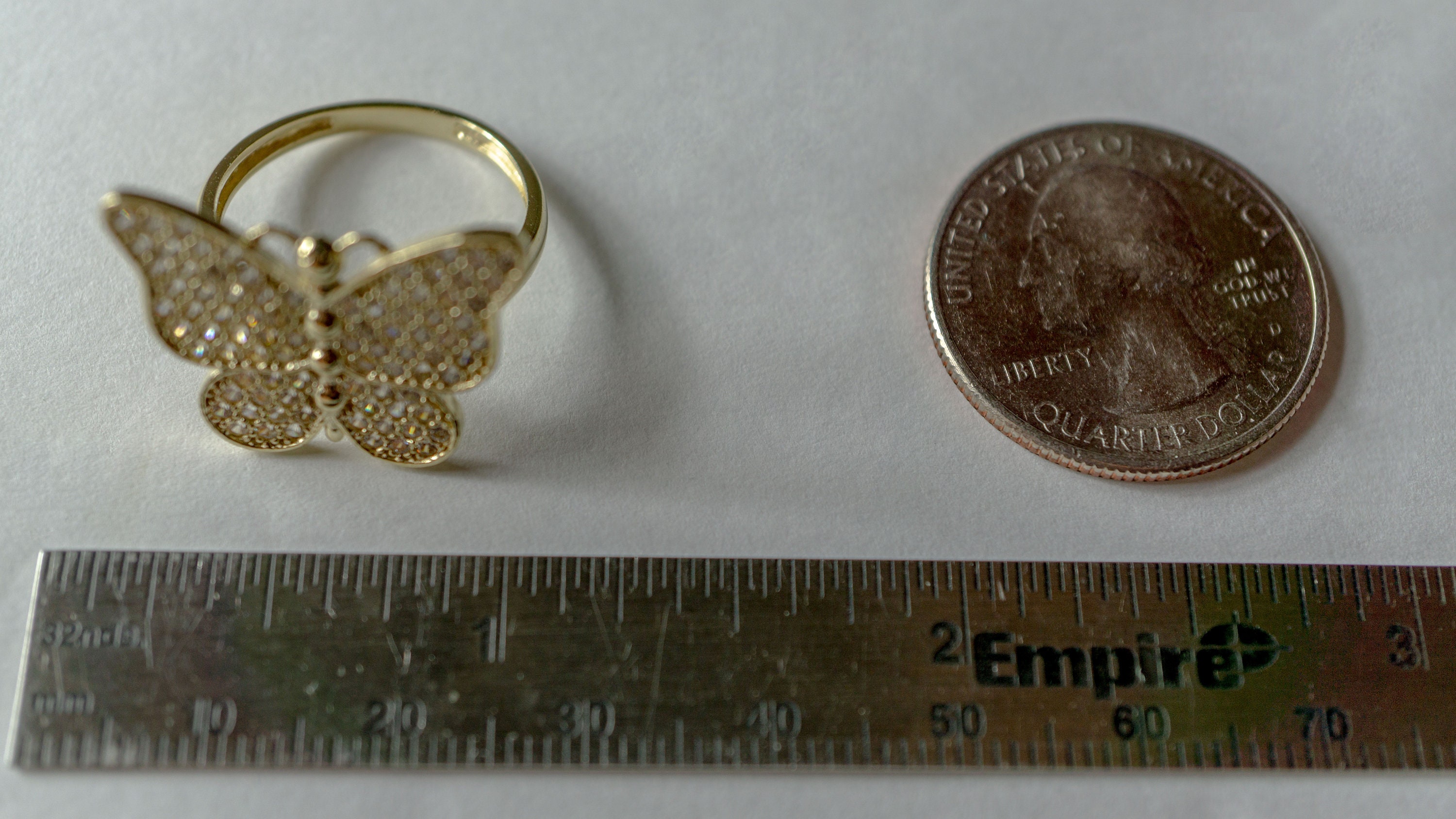 Authentic 10k Yellow Gold Butterfly Rings for Girls With CZ : - Etsy
