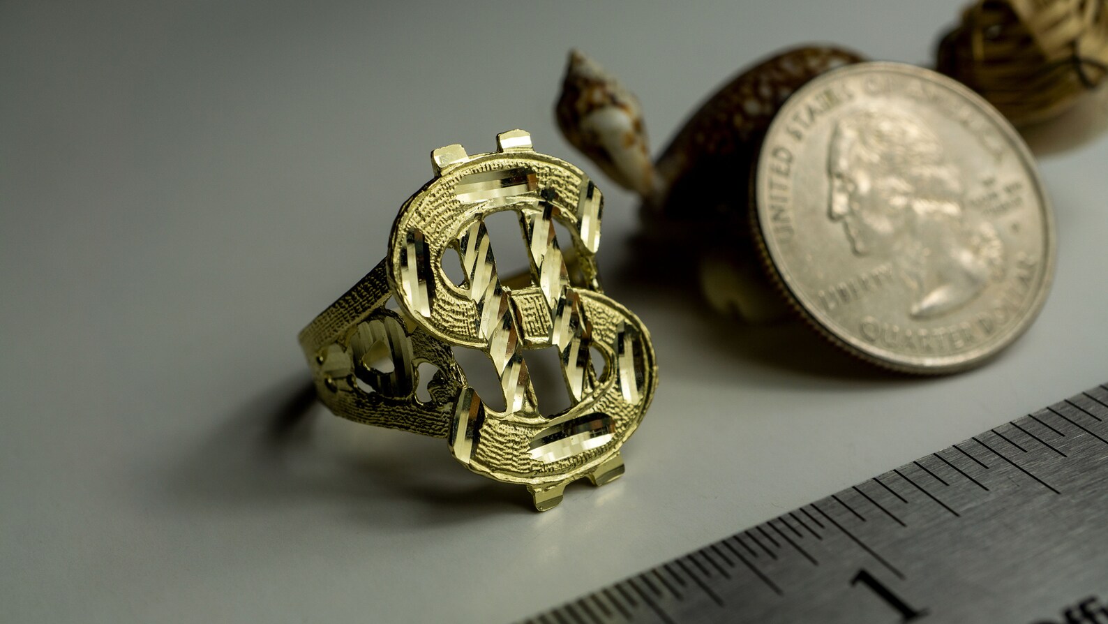 Authentic 10k Yellow Gold Money Sign Dollar Sign Ring for Men - Etsy