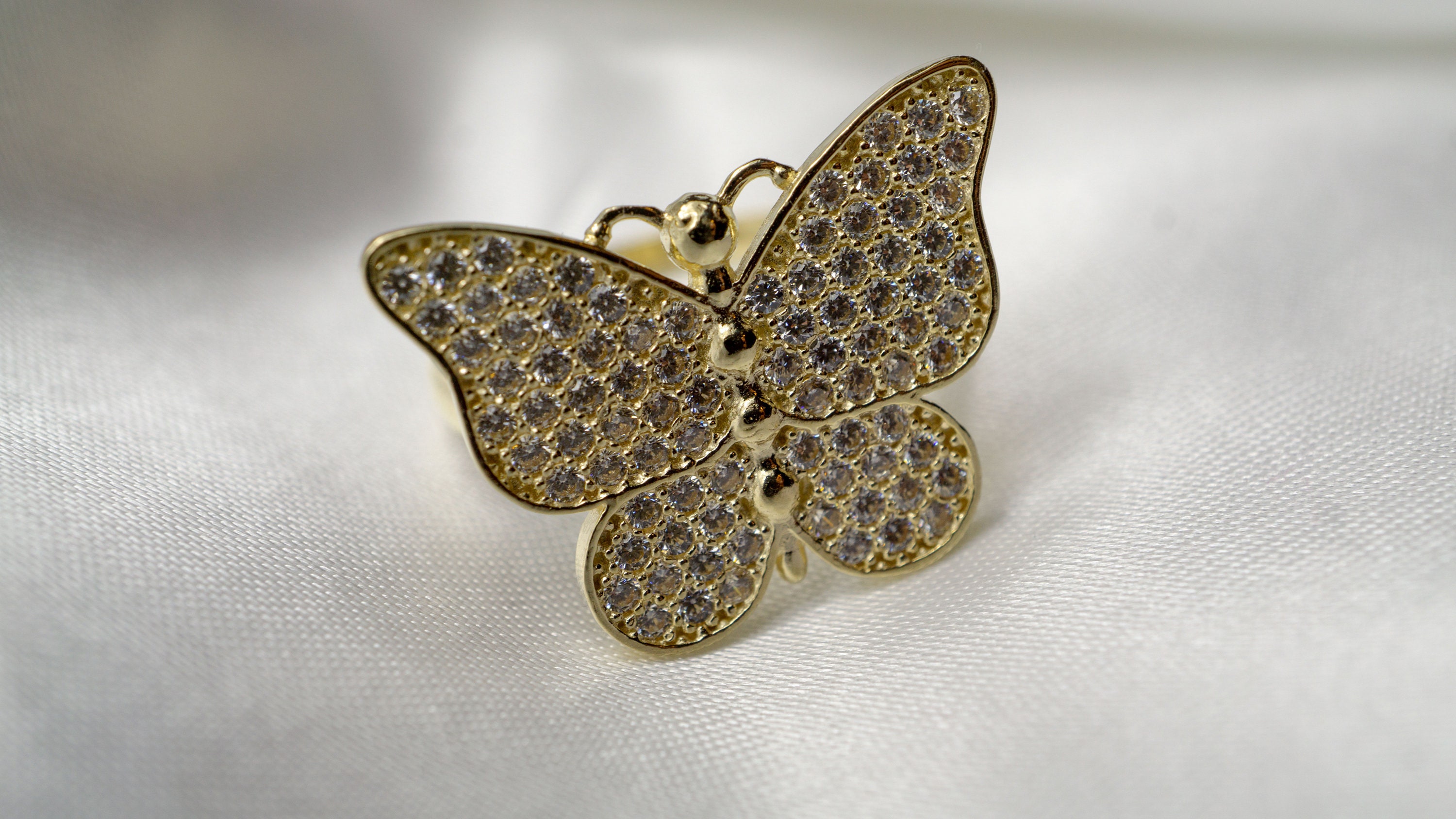 Authentic 10k Yellow Gold Butterfly Rings for Girls With CZ : - Etsy