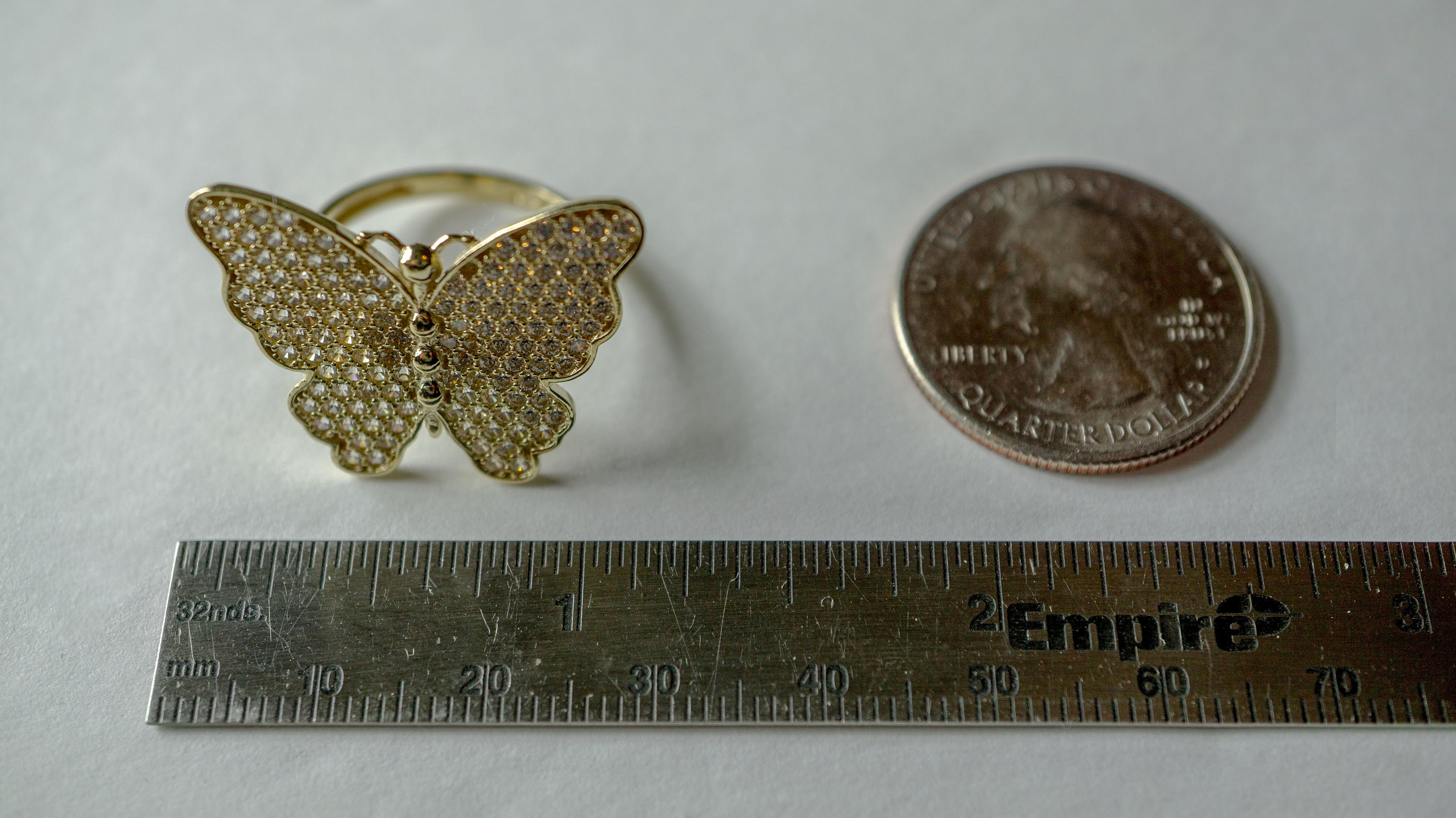 Authentic 10k Yellow Gold Butterfly Rings for Girls With CZ : - Etsy