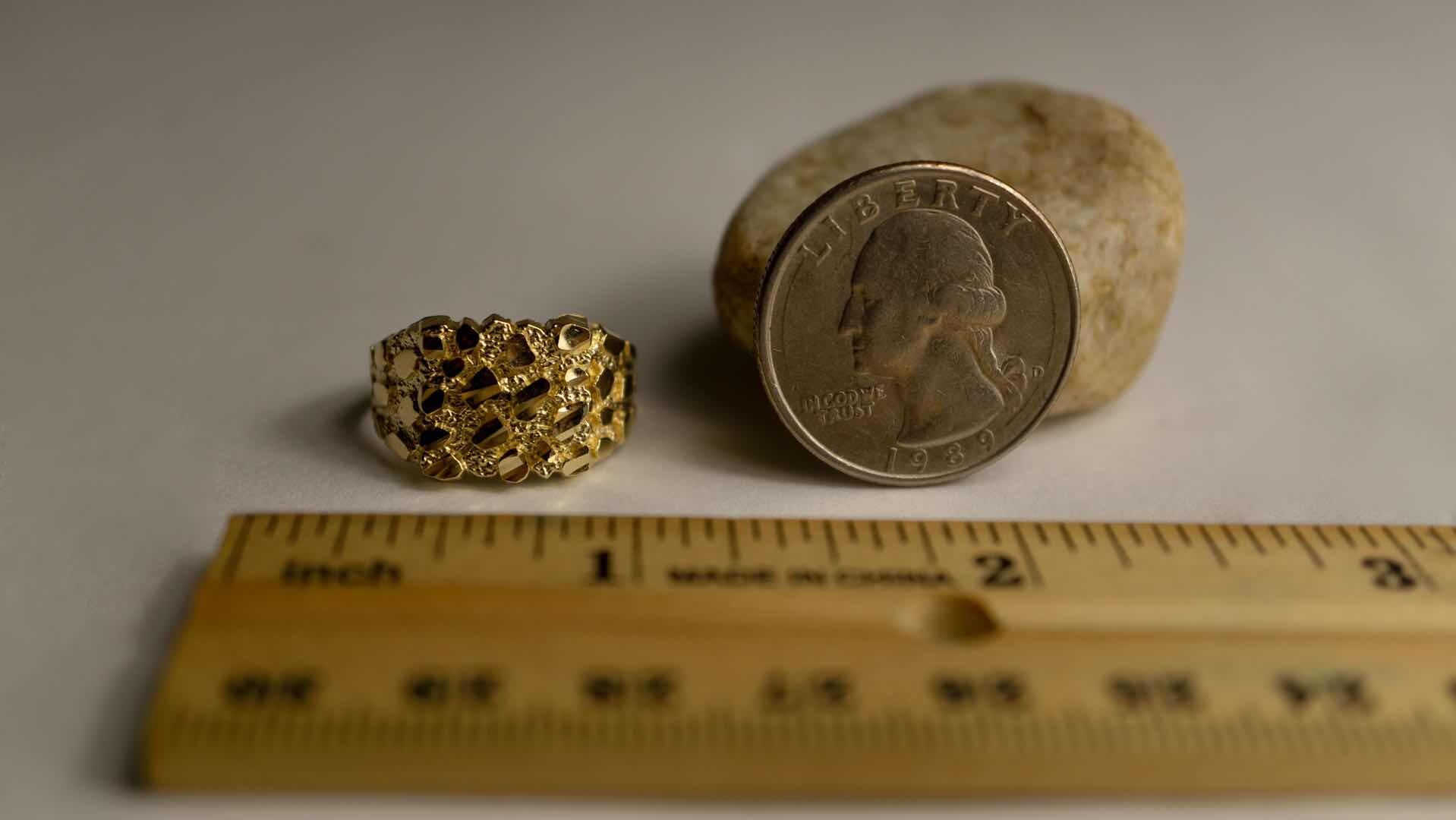 Authentic 14k Yellow Gold Nugget Ring for Mens & Womens 4 Types Size 6 ...