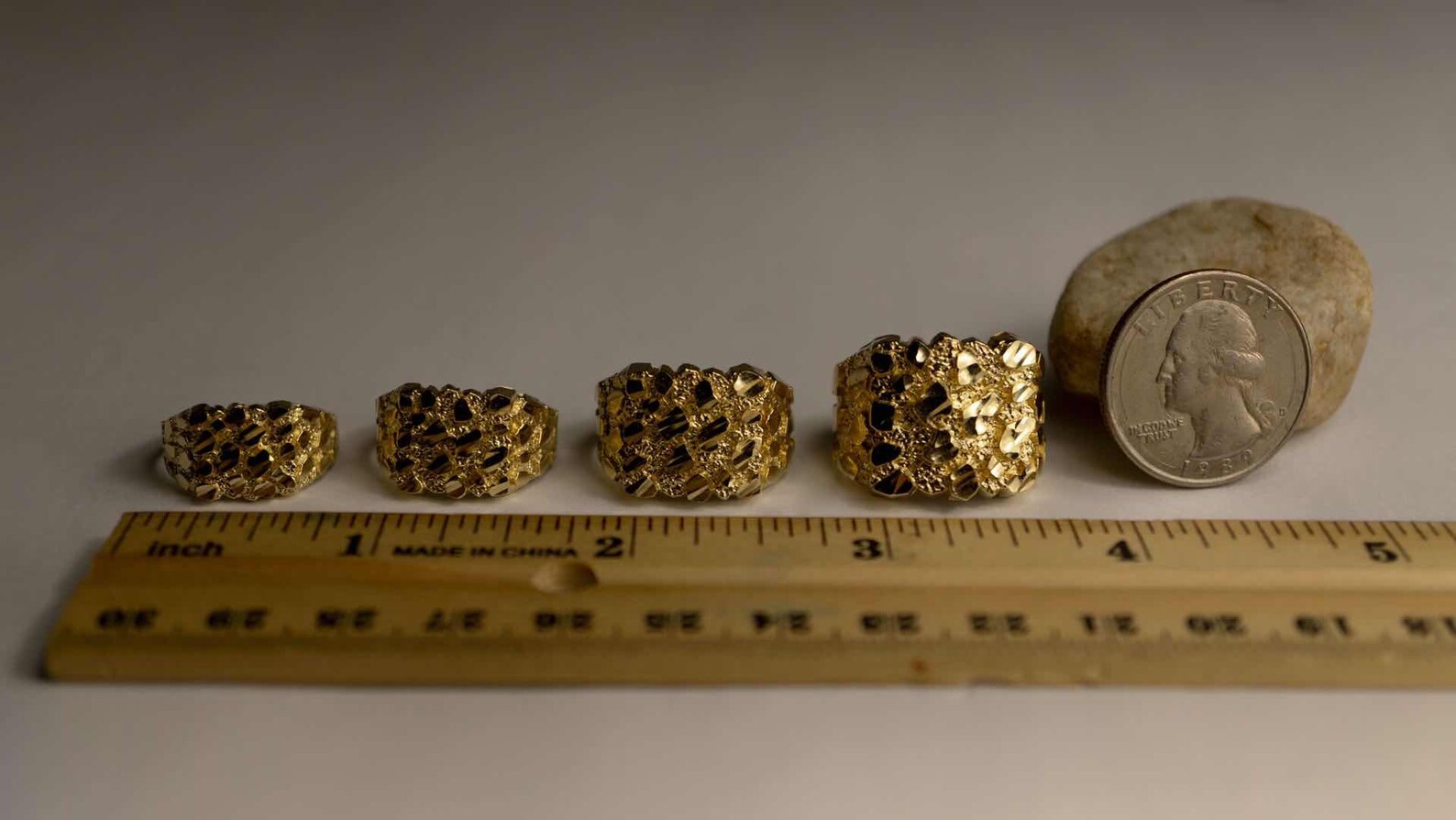 Authentic 14k Yellow Gold Nugget Ring for Mens & Womens 4 | Etsy