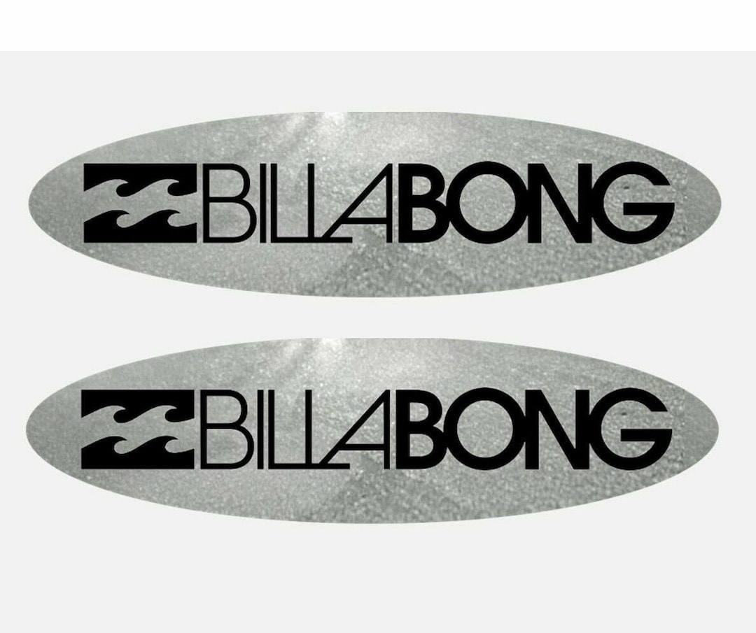 Billabong Custom (21cm) Long Silver Metallic Ellipse Stickers X 2 Car ...