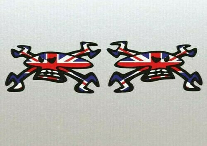 Guy Martin Skull Logo Logo (14cm) Stickers Pair X 2 Unique Union Jack ...