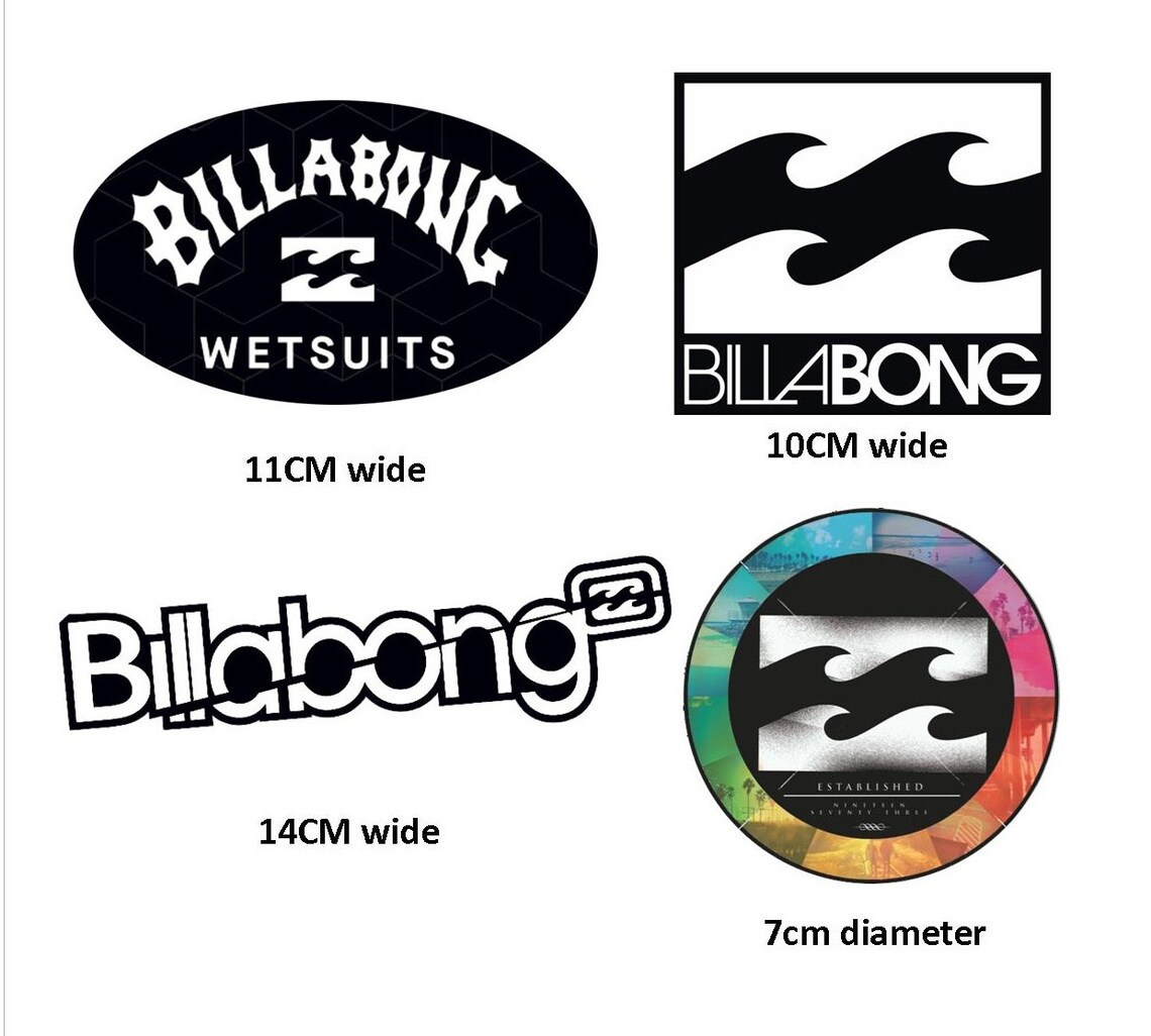 Billabong Custom Mixed Surf Board Stickers Set X 4 Car Bike | Etsy