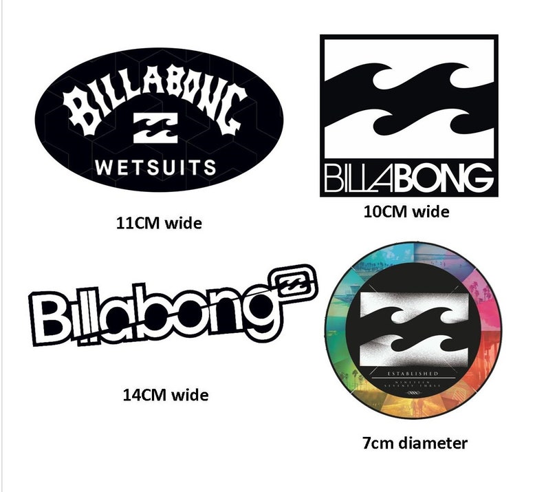 Billabong Custom Mixed, Surf Board Stickers Set X 4 Car, Bike, Skate ...