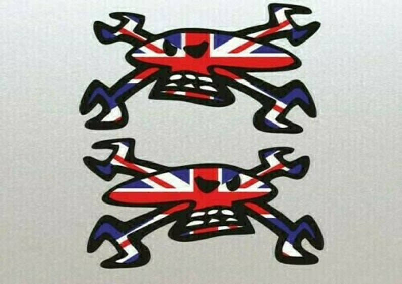 Guy Martin Skull Logo Logo (14cm) Stickers Pair X 2 Unique Union Jack ...