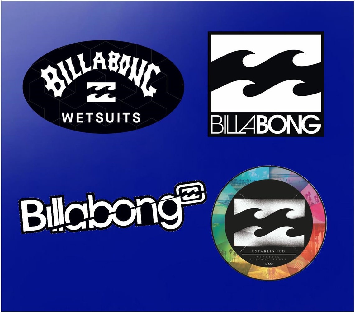 Billabong Custom Mixed, Surf Board Stickers Set X 4 Car, Bike, Skate ...