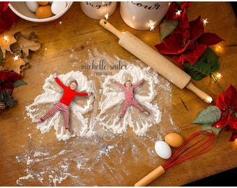 Christmas Snow Angel, Flour Angel, Digital Backdrop, Composite ...