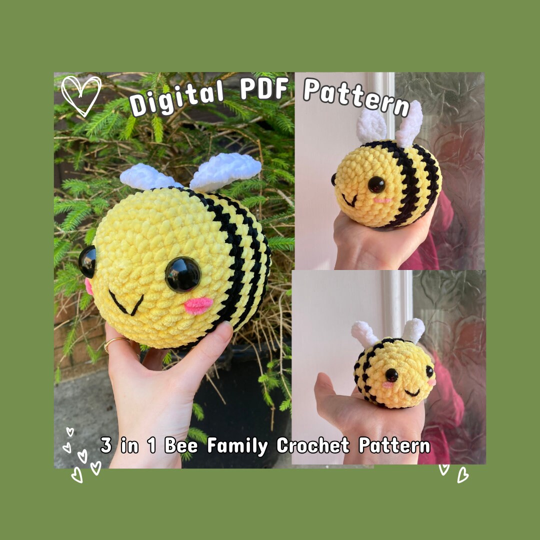 3 in 1 Bee Family Crochet Pattern Bees Crochet Pattern No Sew Bee Multi ...