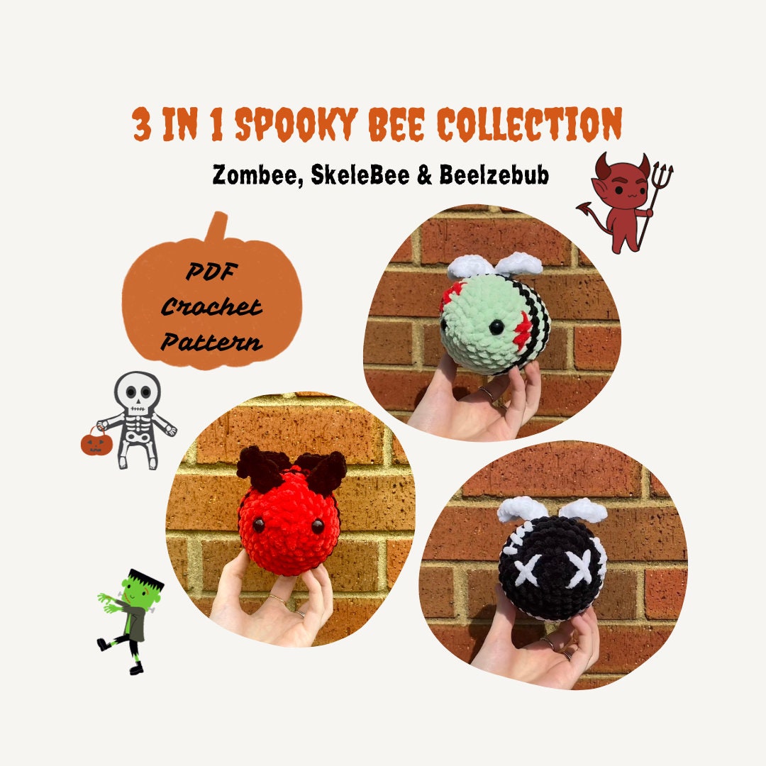 3 in 1 Halloween Crochet Pattern | Spooky Bee Crochet Pattern, Crochet ...