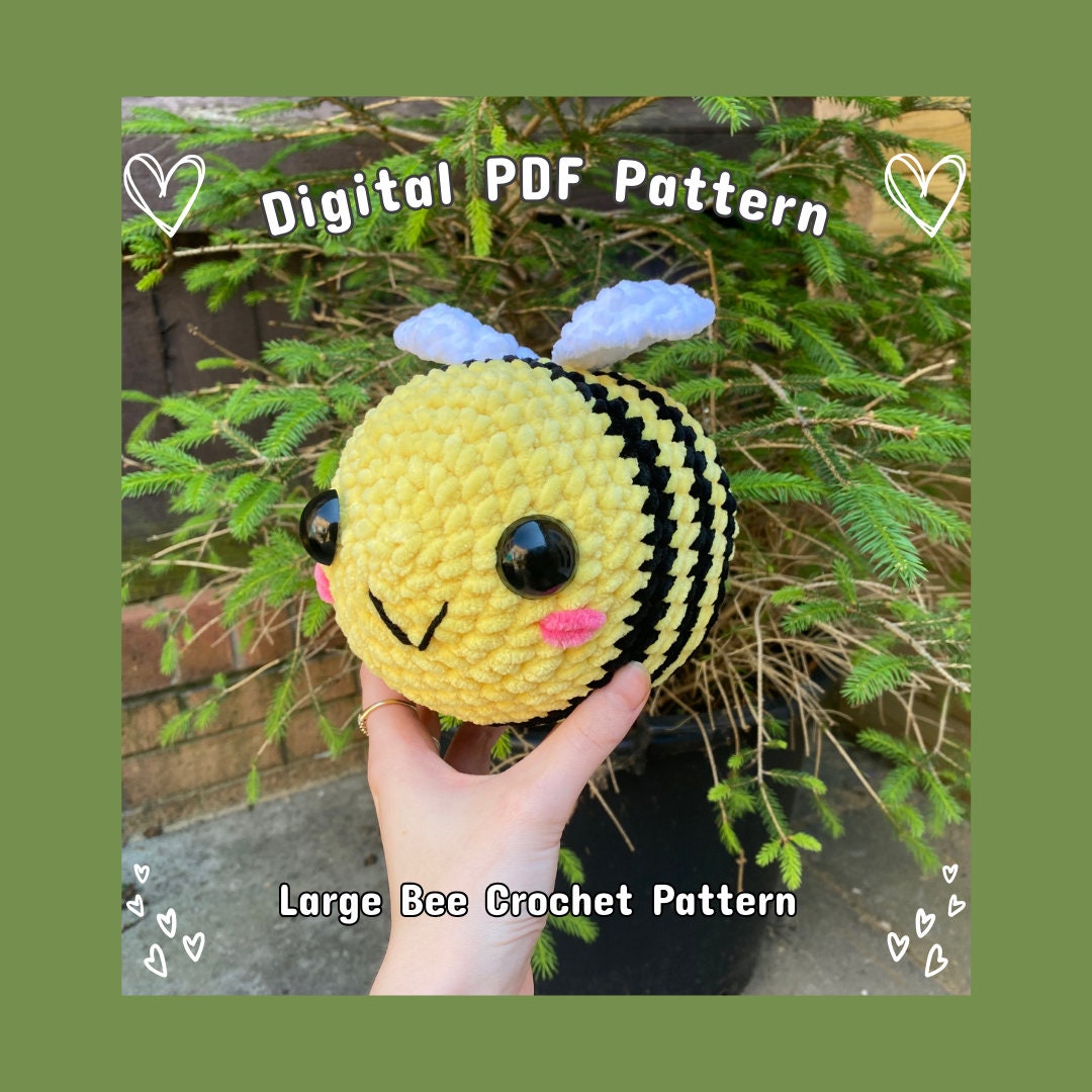 Large Bee Crochet Pattern Bee Crochet Pattern No Sew Bee Large Crochet ...