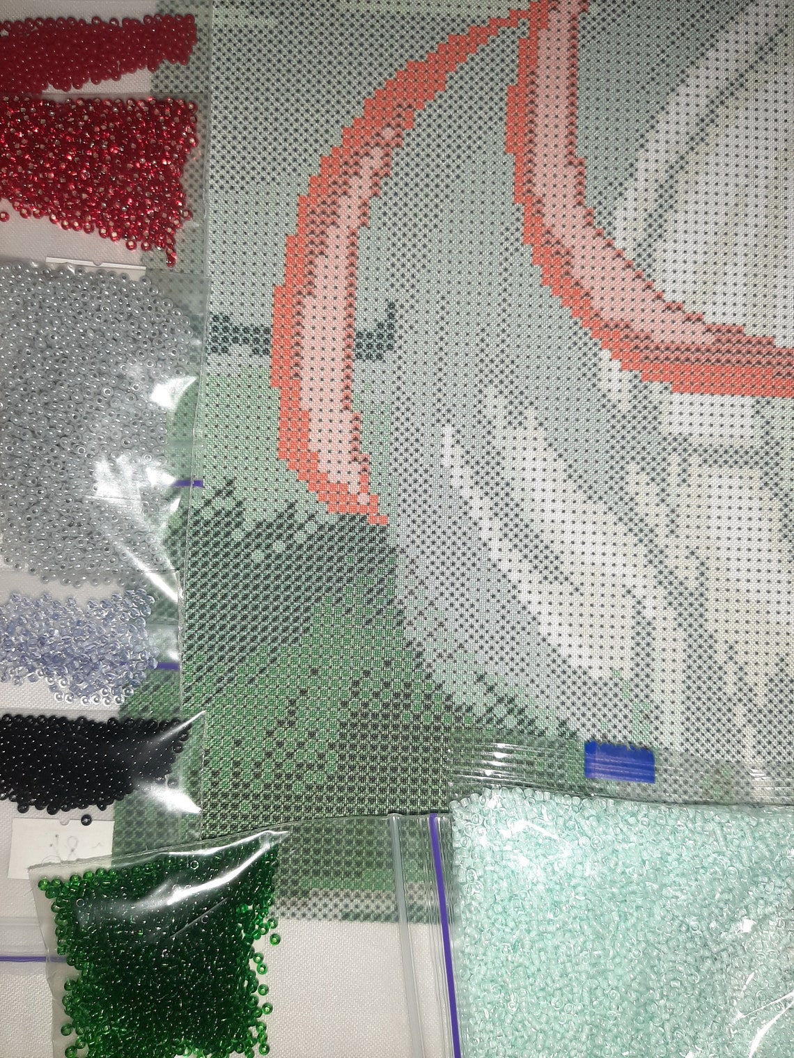 BIG Picture DIY Bead Embroidery Kit Needlepoint Beading Asian Eastern ...