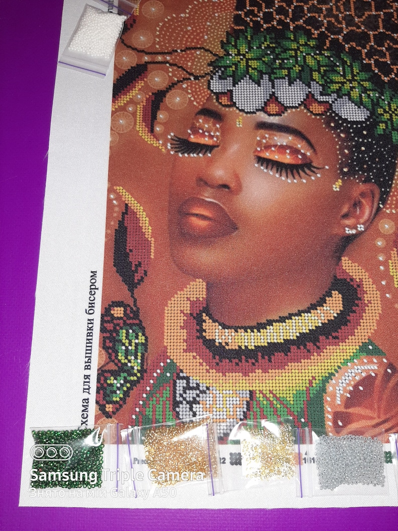 DIY BIG BEAD Picture, Bead Embroidery Kit, Needlepoint Beading, Africa ...