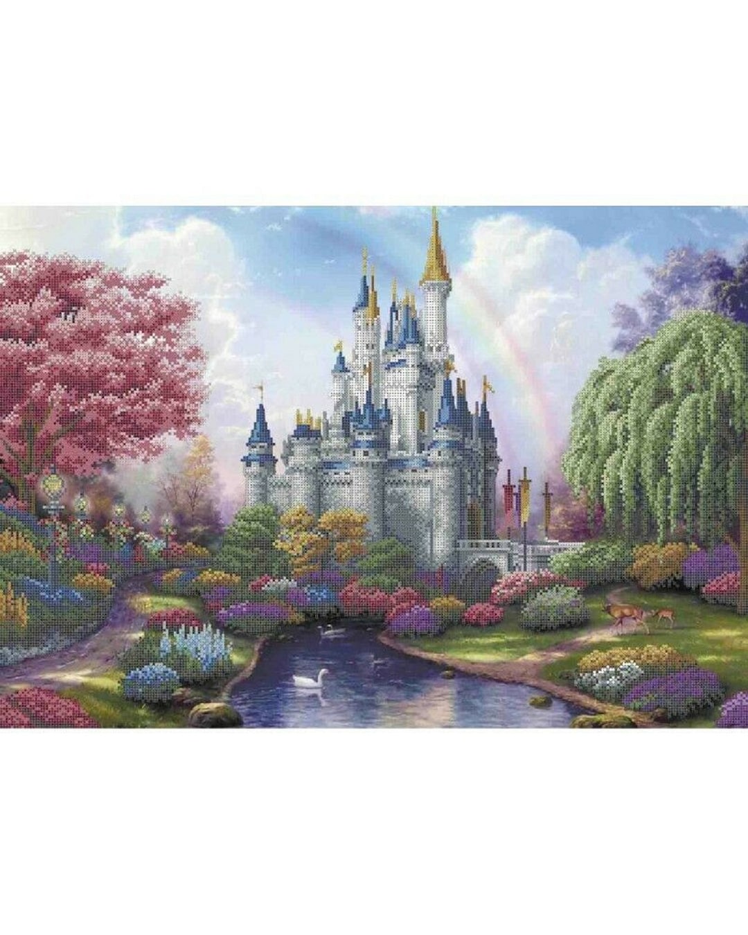 Bead Embroidery Kit Fairytale Castle Printed Pattern Beads Cross Stitch ...