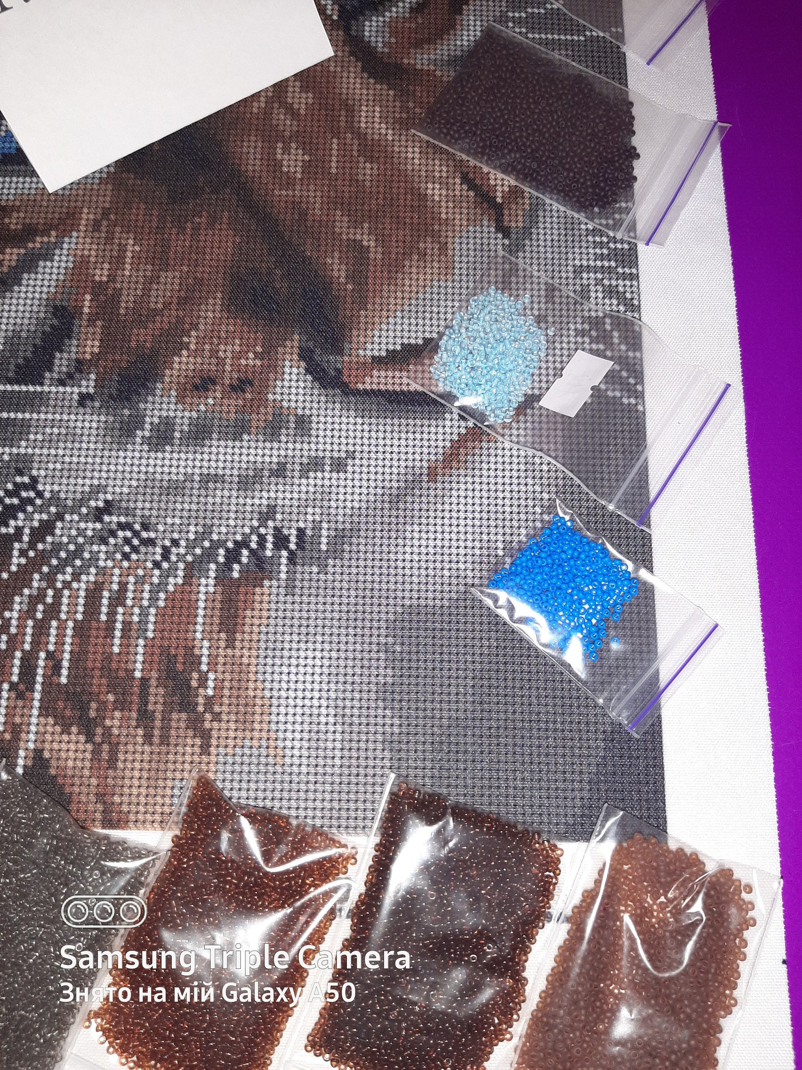 Bead Embroidery Kit Animals Cute Tiger Printed Pattern Beads Cross ...