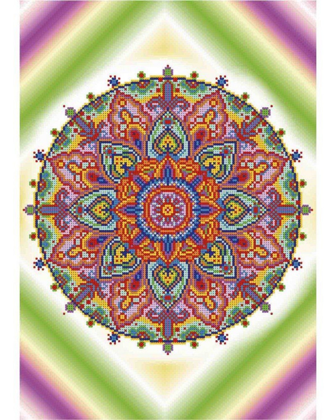 DIY Bead Embroidery Kit on Canvas Mandala Love and Health Bead Stitch ...