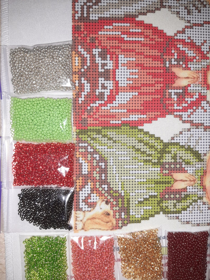 Bead Picture DIY Bead Embroidery Kit Needlepoint Craft Set Beaded ...