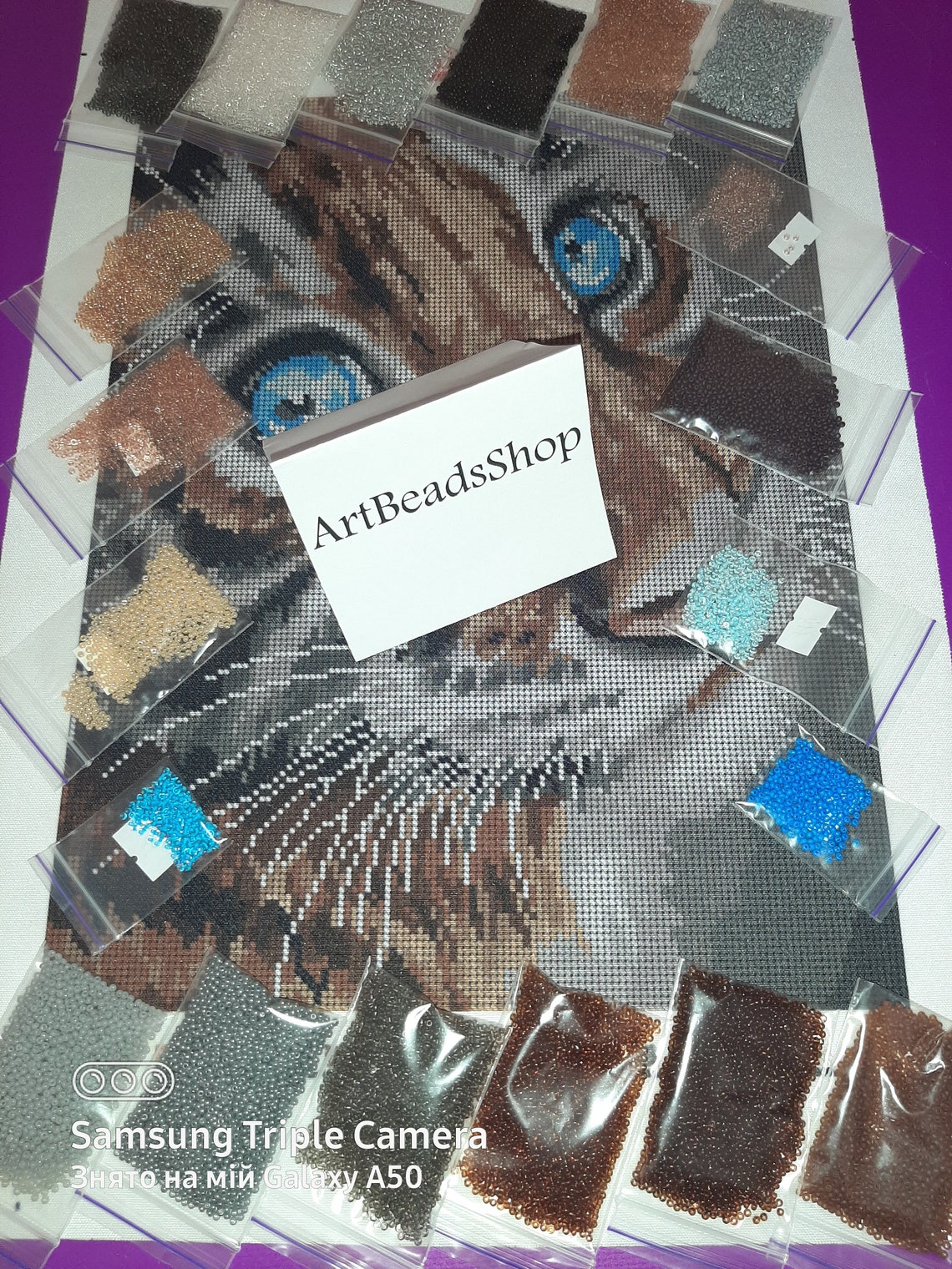 Bead Embroidery Kit Animals Cute Tiger Printed Pattern Beads Cross ...