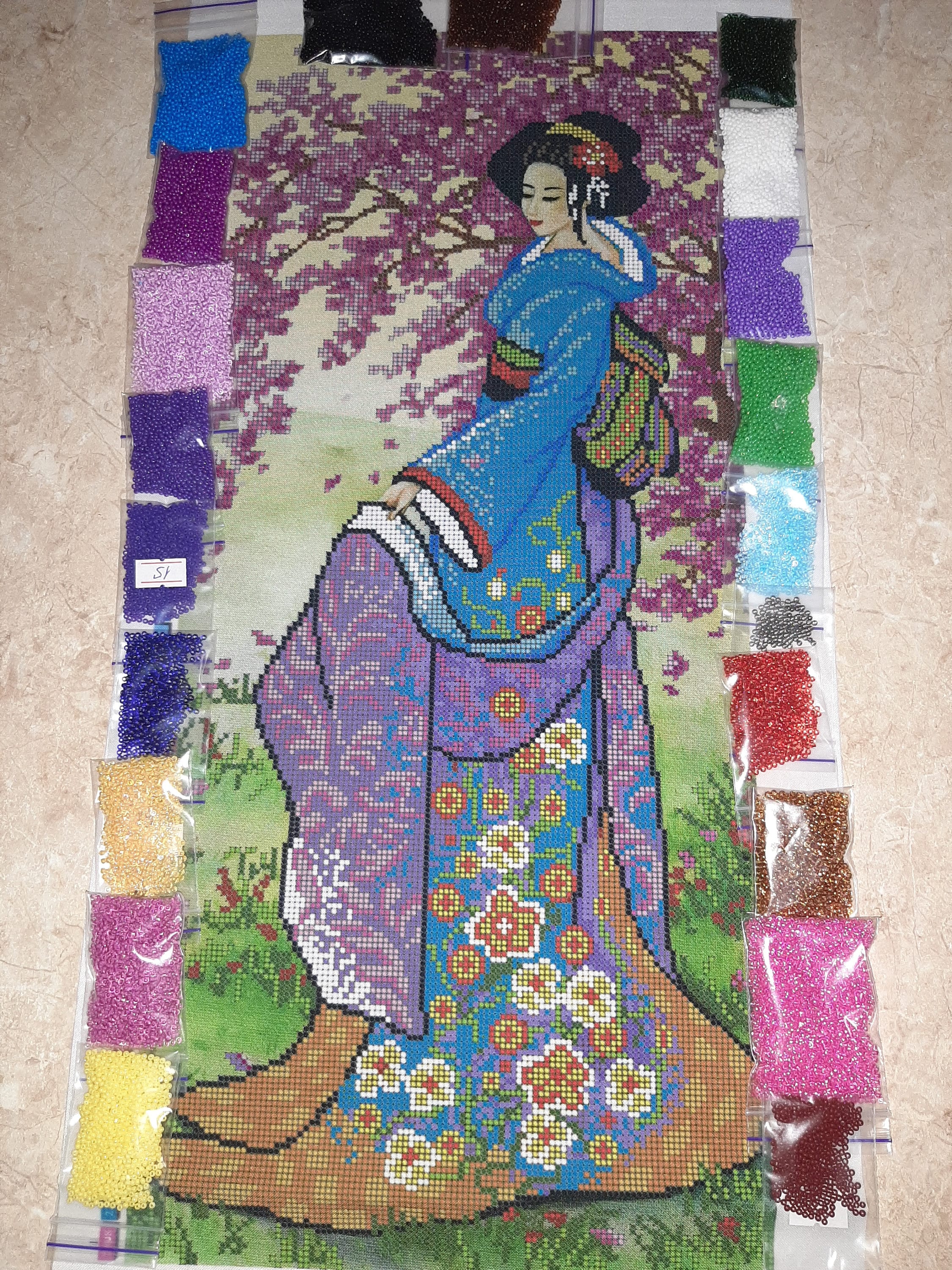 Bead Needlepoint Kit, Bead Cross Stitch, Large Embroidery Kit Asia ...