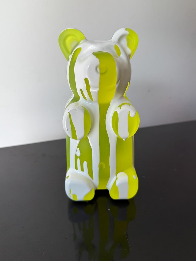 Drip Paint Resin Gummy Bear: Black & White Marble Decor - Etsy