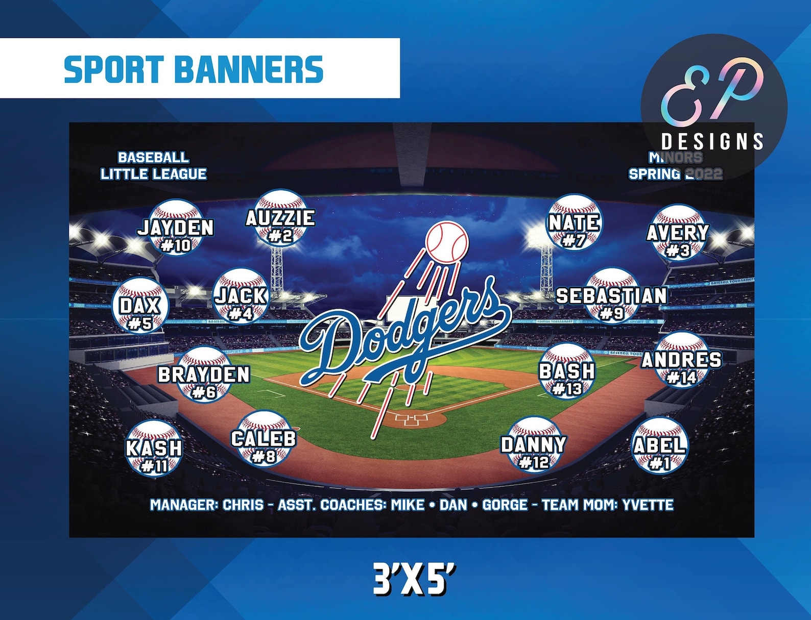 Custom Baseball Team Banner, 13oz Vinyl, Outdoor Sports - Etsy