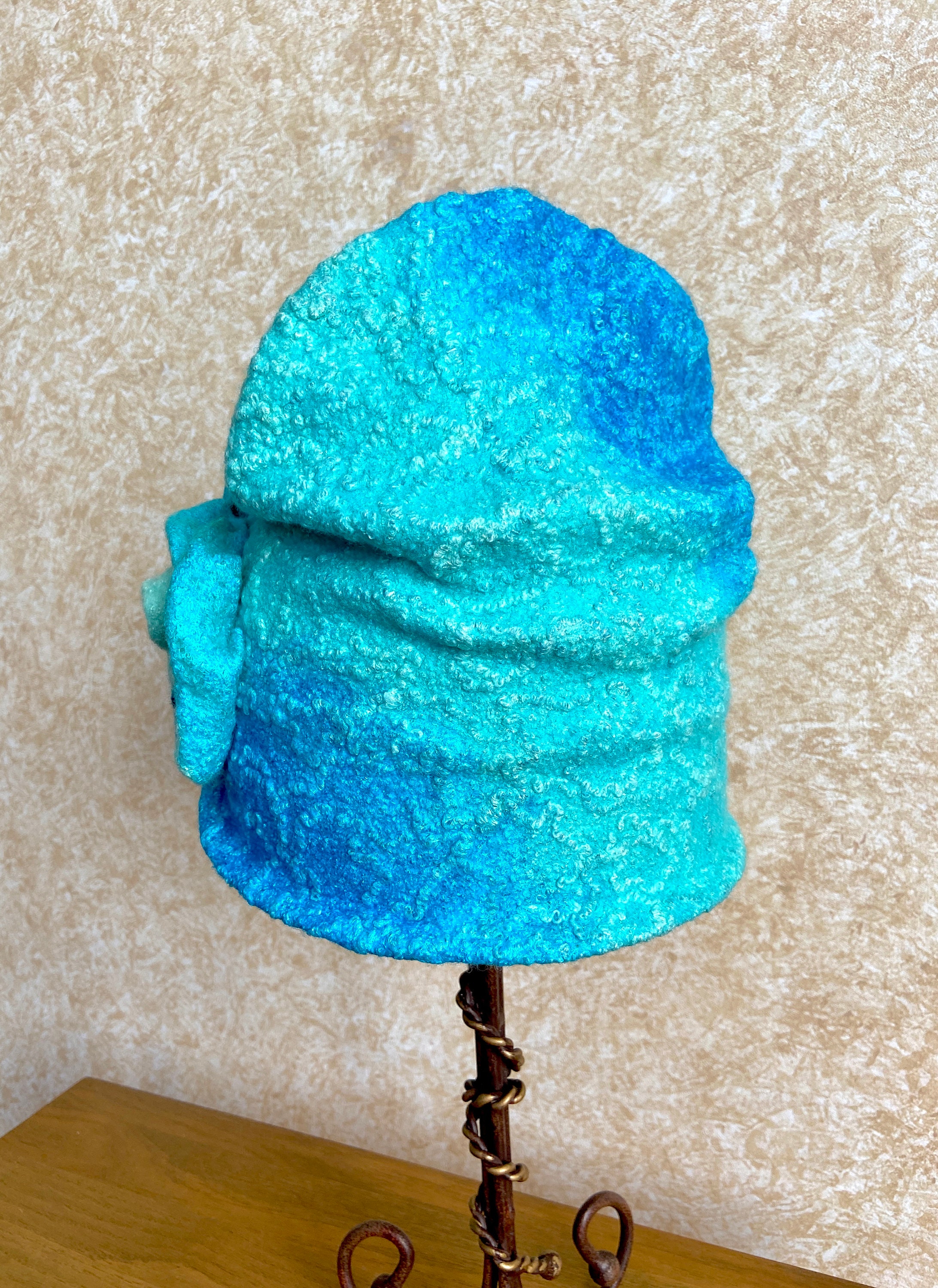 Felted Turquoise Winter Hat Wool Winter Hat Turquoise Winter - Etsy