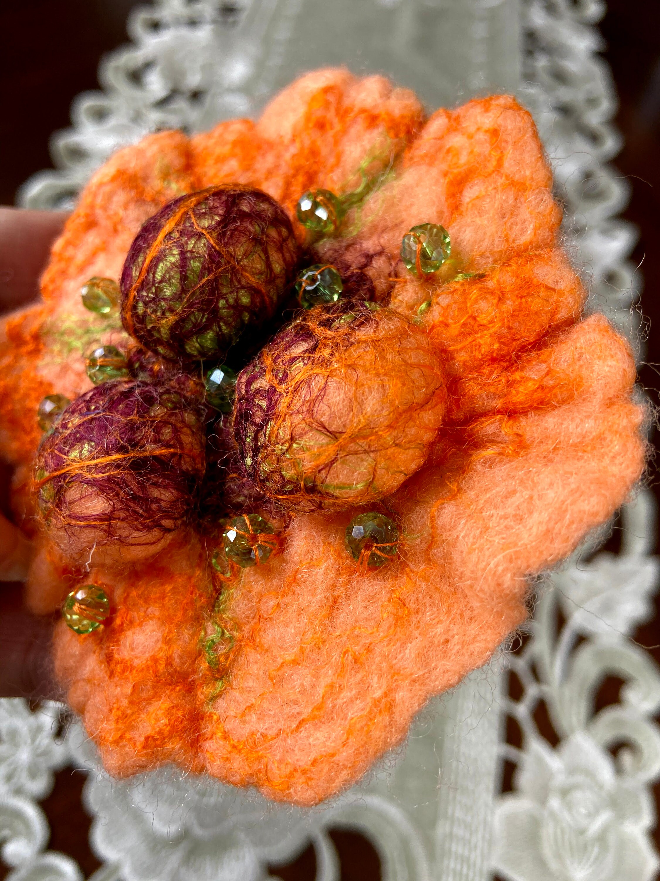 Shibori Wool Brooch, Felted Brooch, Fiber Art Brooch, Textile Jewelry ...