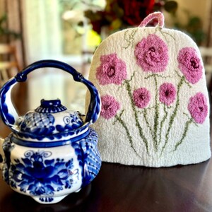 Felted Teapot Cozy "roses", Unique Gift for Tea Lover, Large Teapot ...