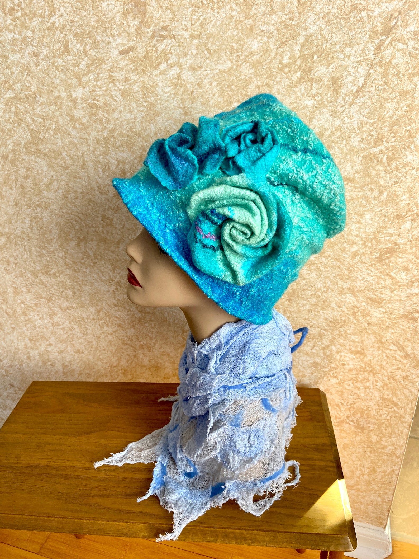 Felted Turquoise Winter Hat Wool Winter Hat Turquoise Winter - Etsy