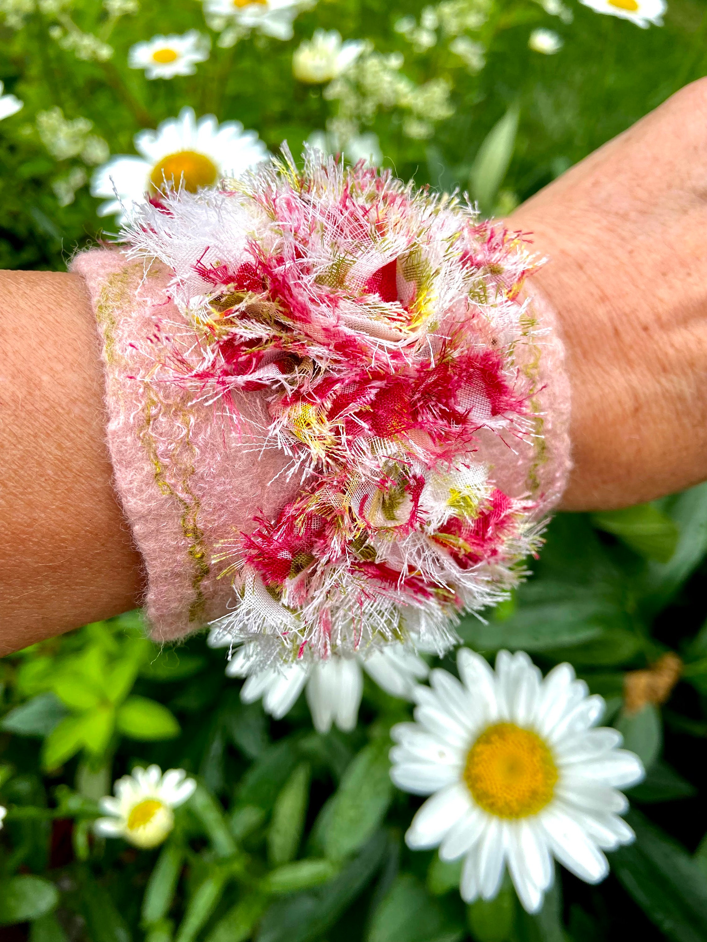 Felted Bracelet summer Felted Wrist Cuff Boho - Etsy