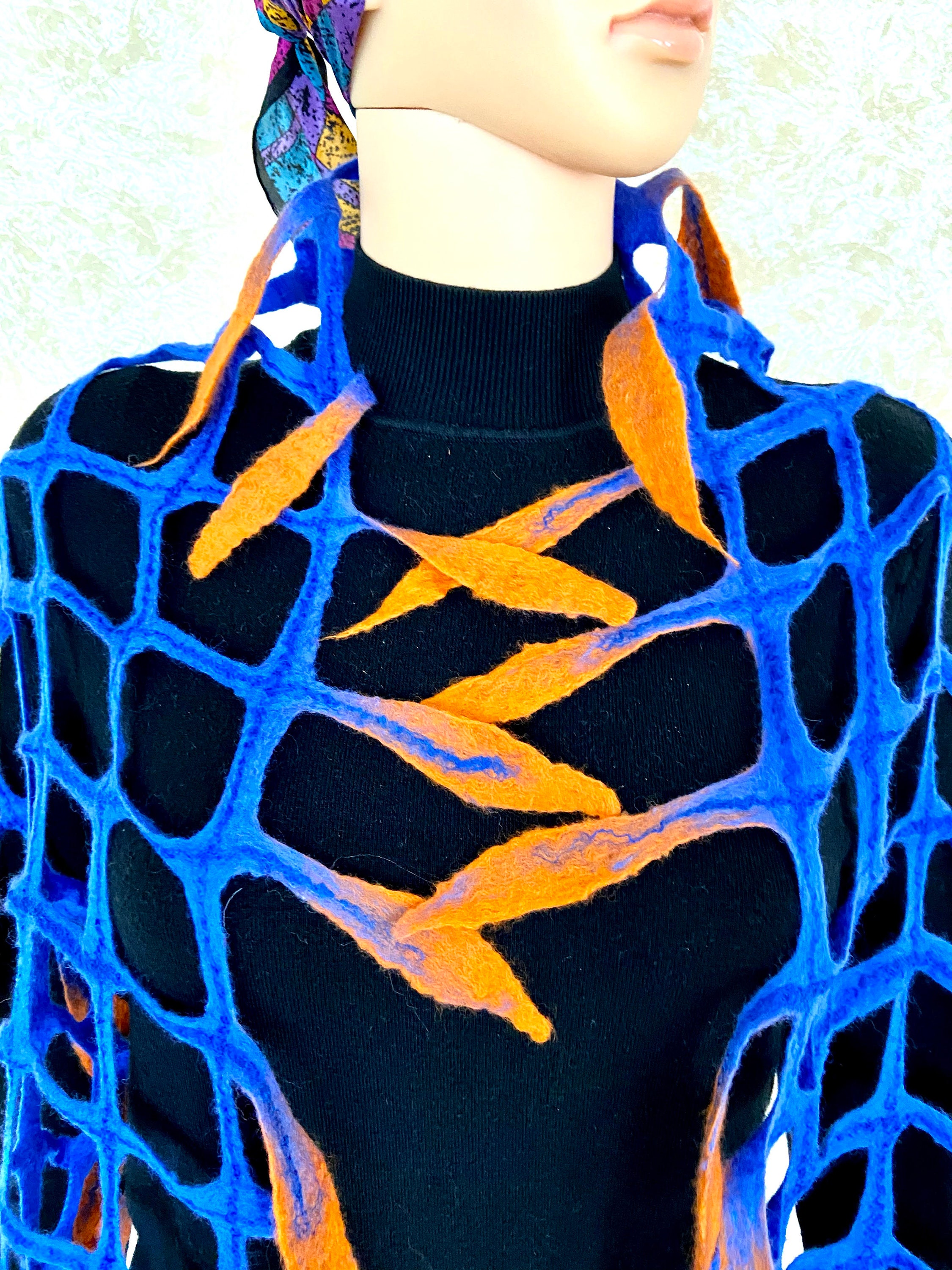 Felted Lattice Scarf Wool Net Scarf 100% Wool Scarf - Etsy