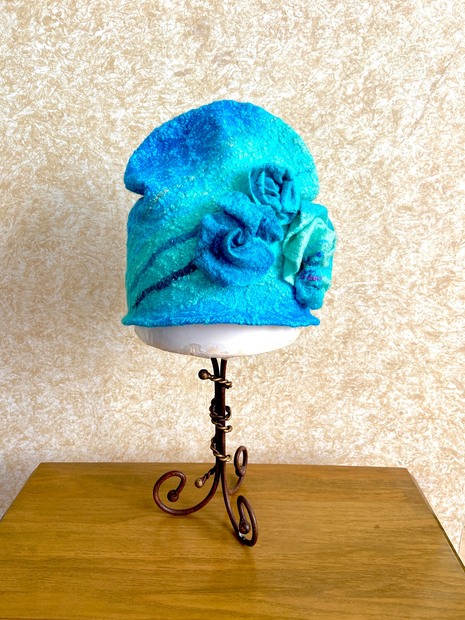 Felted Turquoise Winter Hat Wool Winter Hat Turquoise Winter - Etsy