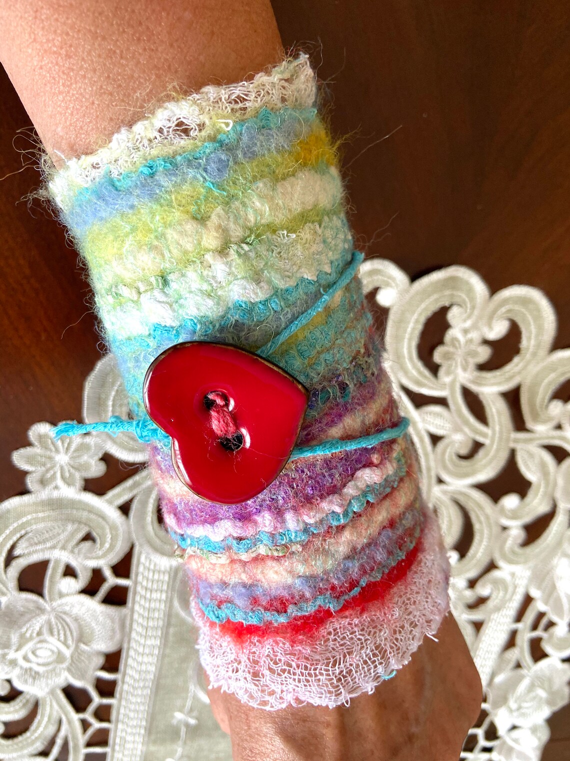 Felted bracelet Felt bracelet Felt boho style cuff Boho | Etsy