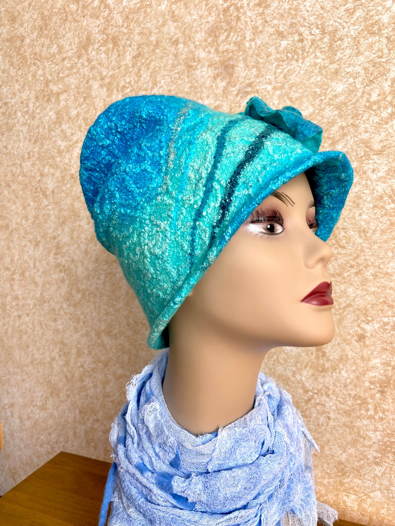 Felted Turquoise Winter Hat Wool Winter Hat Turquoise Winter - Etsy