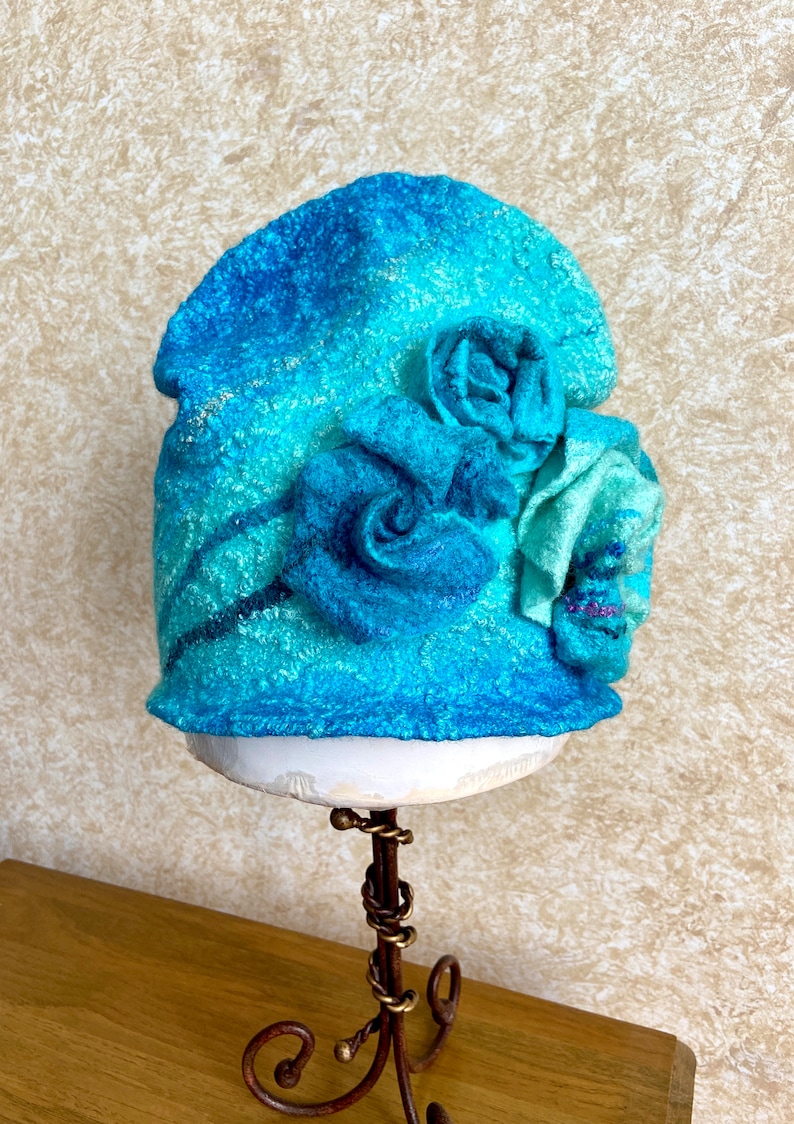 Felted Turquoise Winter Hat Wool Winter Hat Turquoise Winter - Etsy