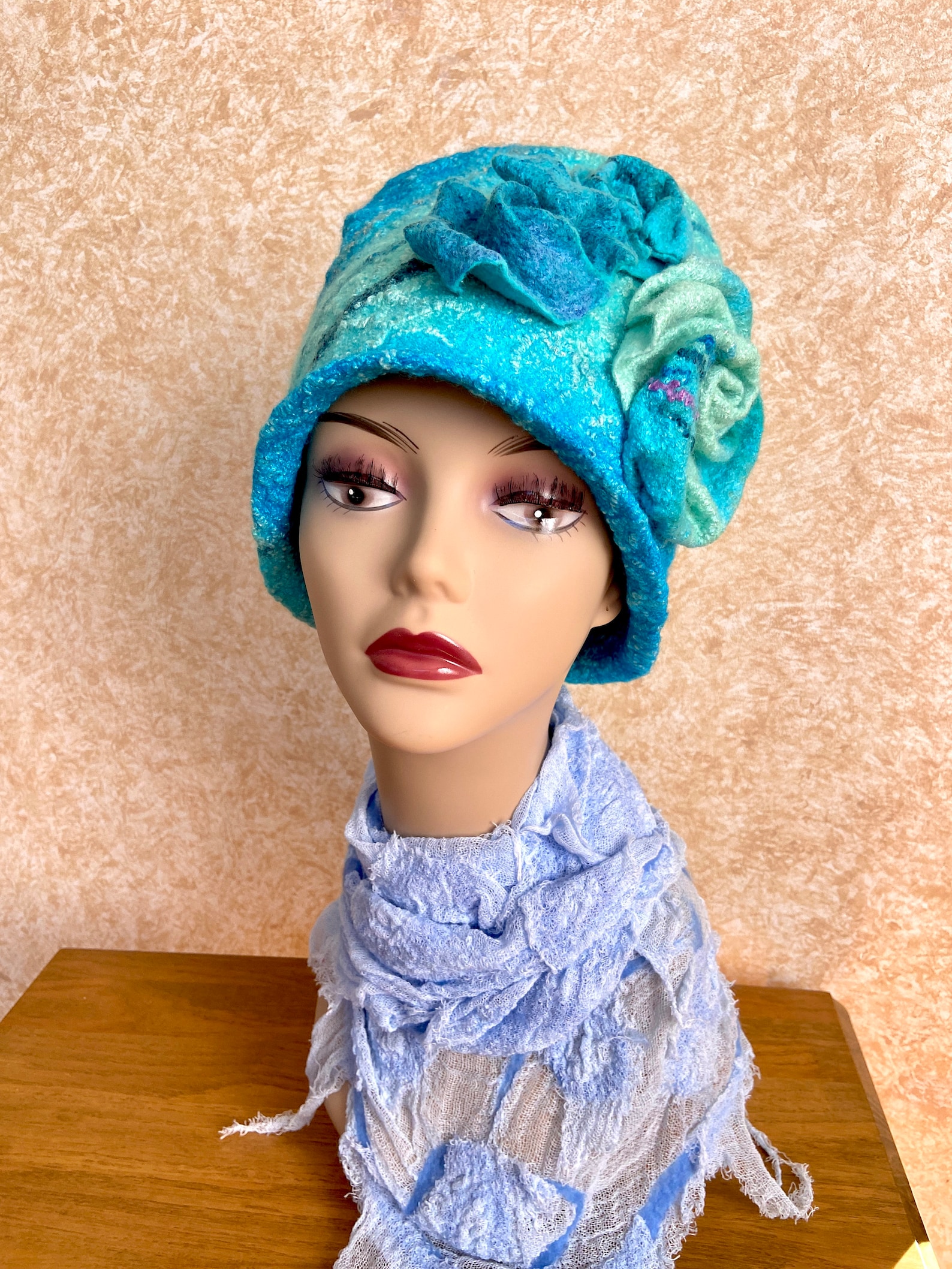 Felted Turquoise Winter Hat Wool Winter Hat Turquoise Winter - Etsy