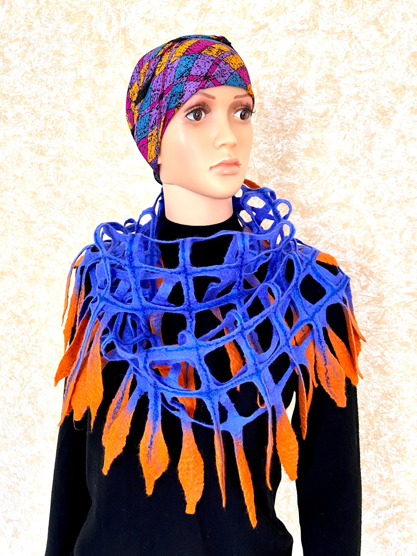 Felted Lattice Scarf Wool Net Scarf 100% Wool Scarf - Etsy