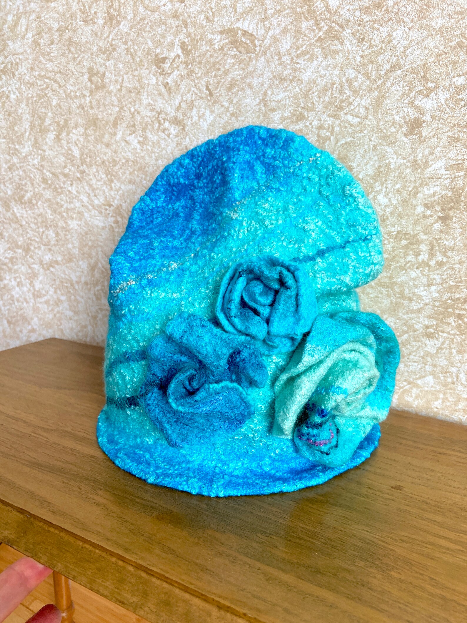 Felted Turquoise Winter Hat Wool Winter Hat Turquoise Winter - Etsy