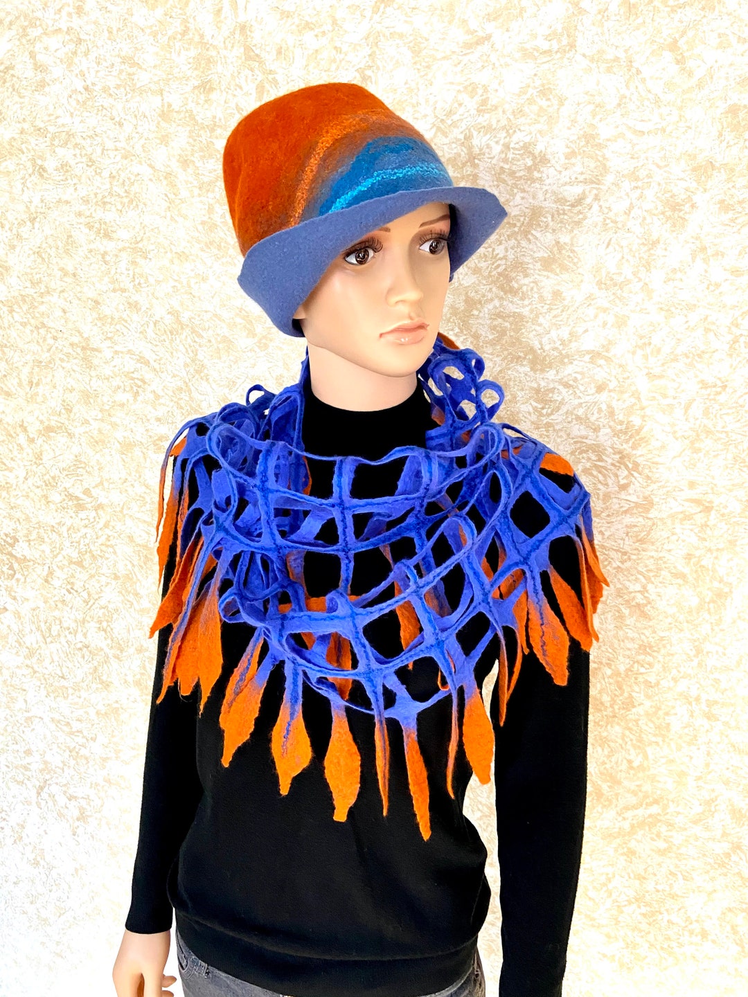 Felted Lattice Scarf, Wool Net Scarf, 100% Wool Scarf, Handmade Wool ...