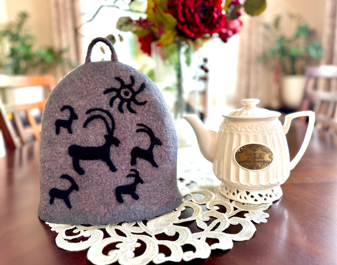 Felted Tea Cozy "antique Drawing", Unique Gift for Tea Lovers, Large ...