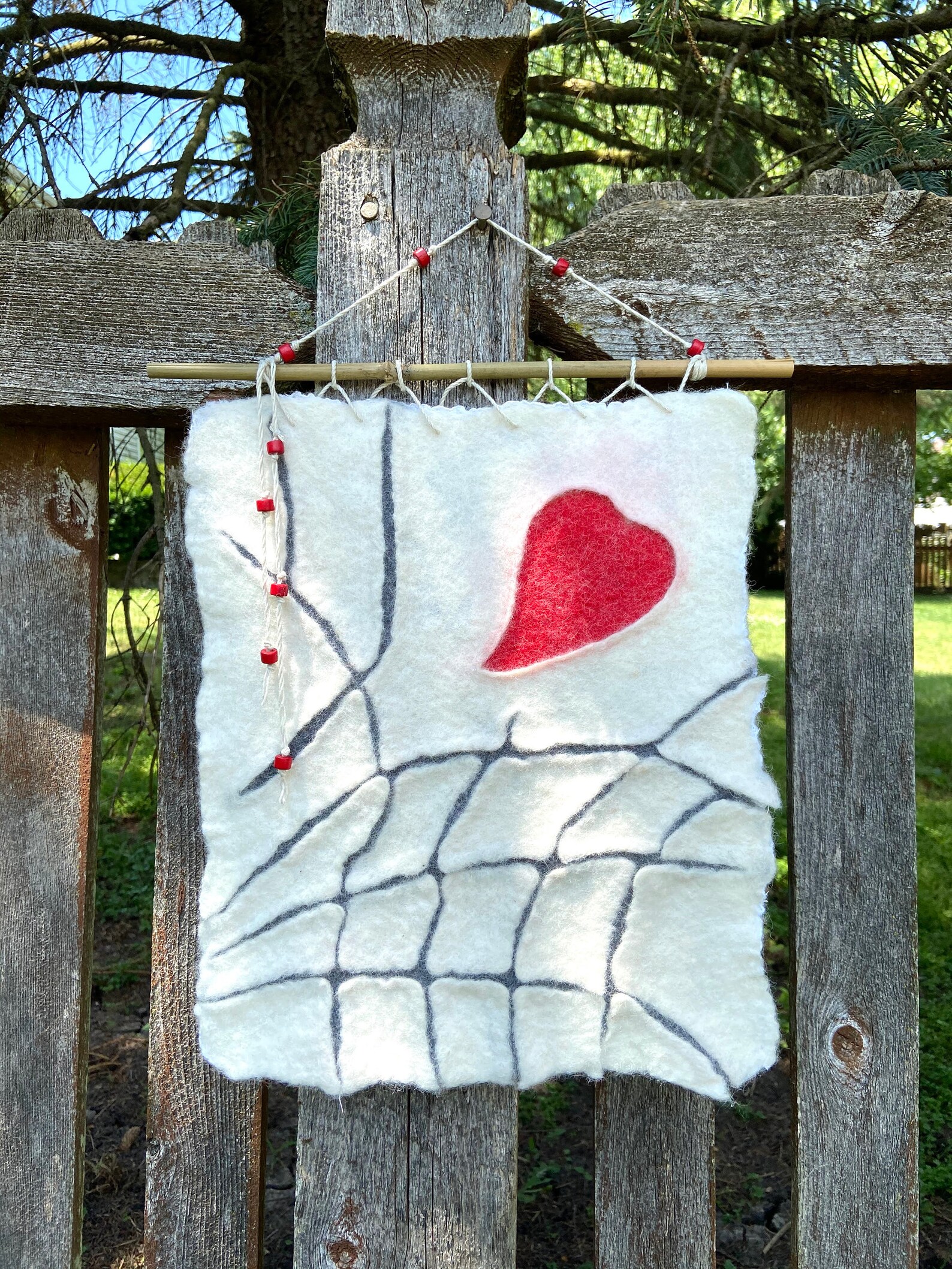 Handmade Felted Wool Wall Hanging: "love and Hope" Home Decor - Etsy