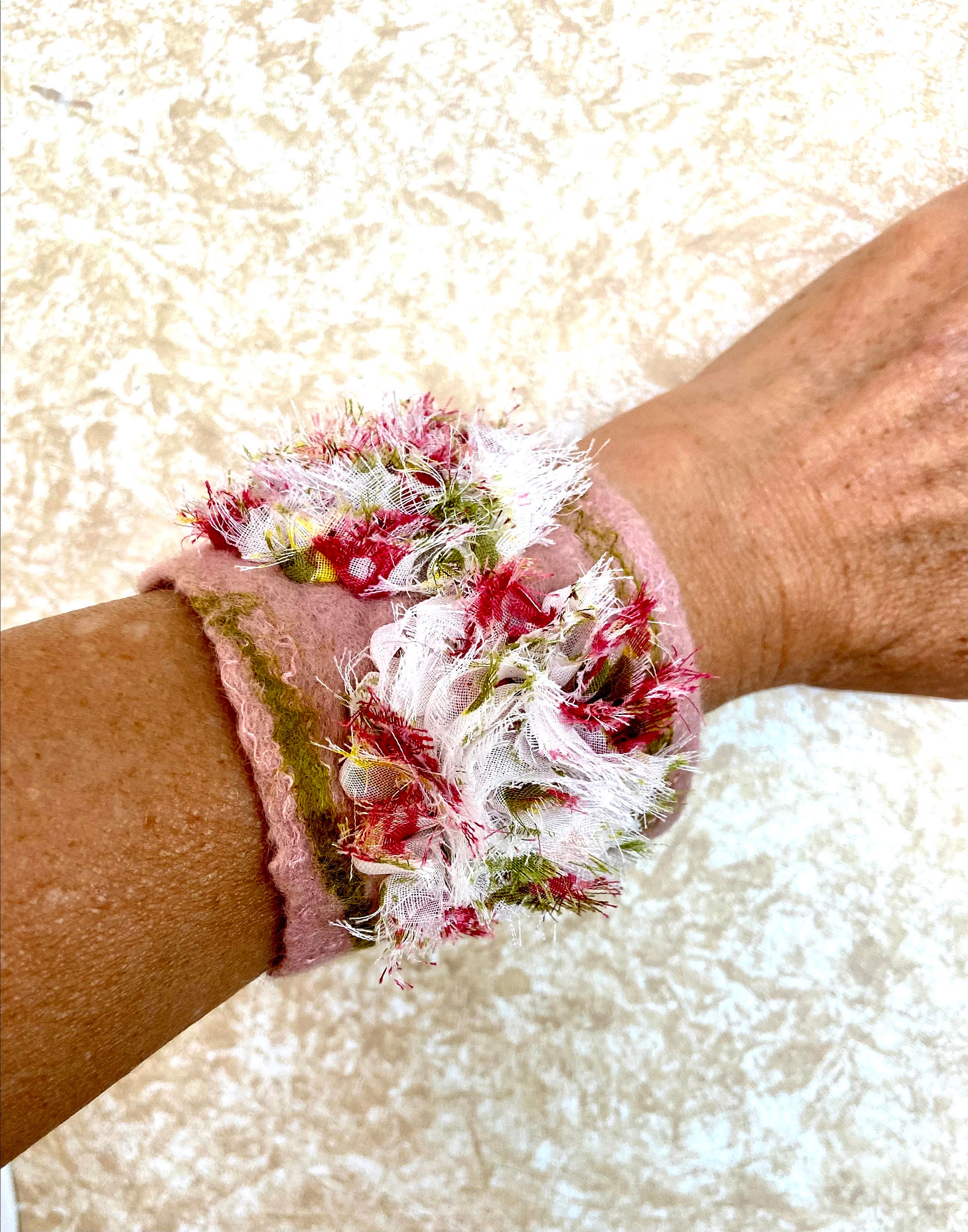 Felted Bracelet summer Felted Wrist Cuff Boho - Etsy